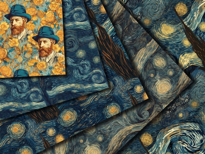 Van Gogh Inspired Seamless Digital Papers Printable Paper Digital Paper ...