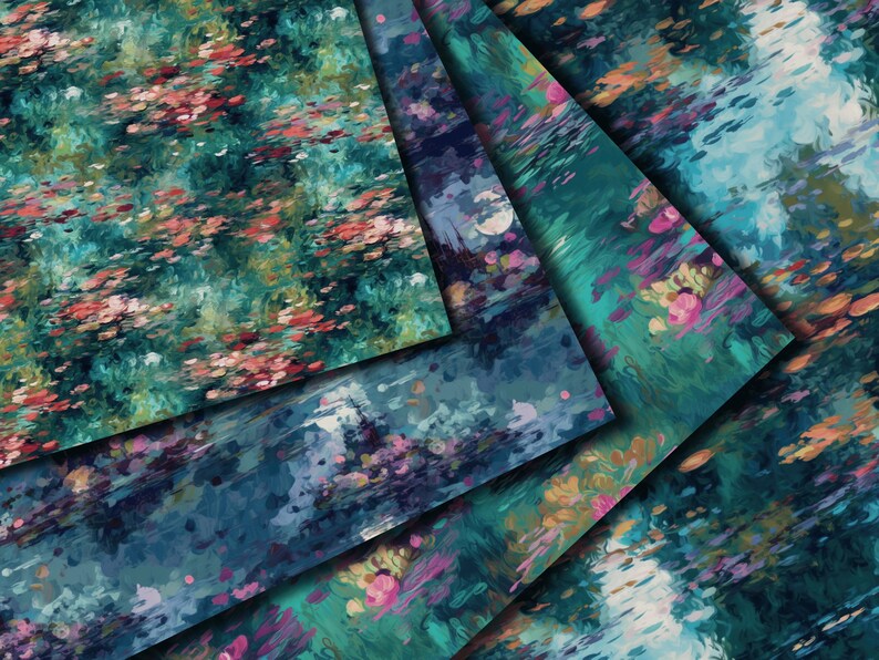 Monet Inspired Pattern Seamless Digital Papers - Printable Paper ...