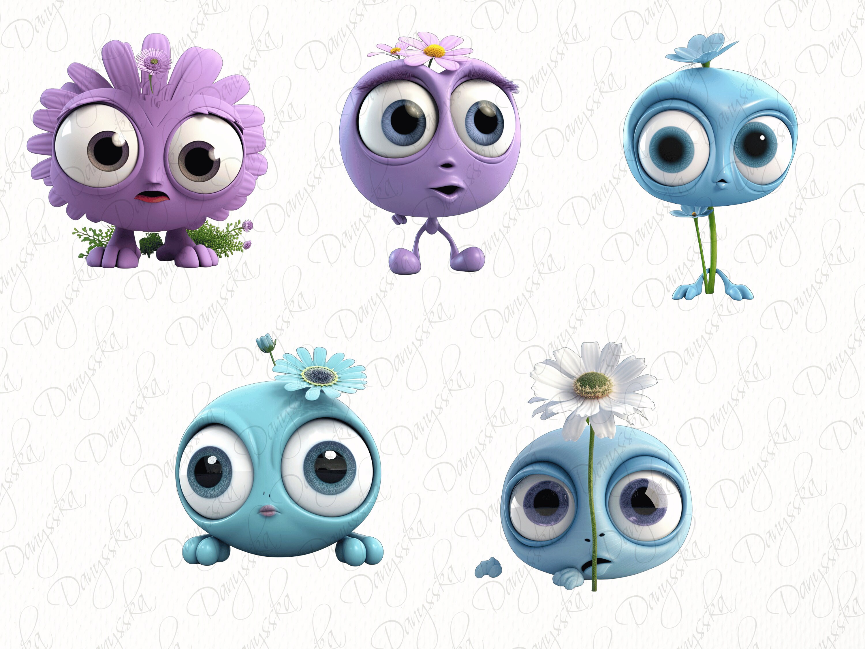 Flower Aliens Clip Art Cricut Cute Alien Clip Art Flower Cartoon ...