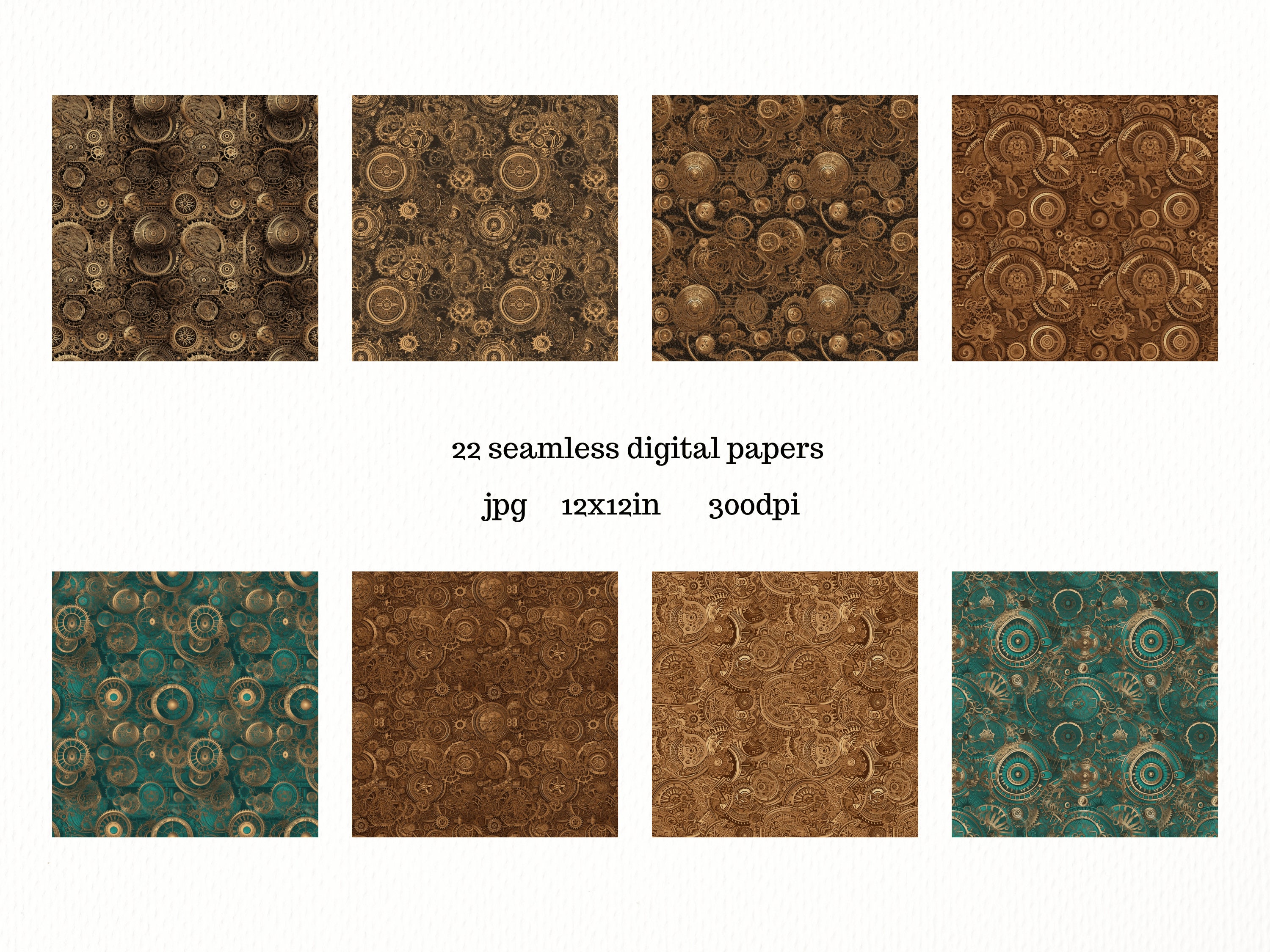 Steampunk Seamless Digital Papers Printable Paper Digital Paper ...
