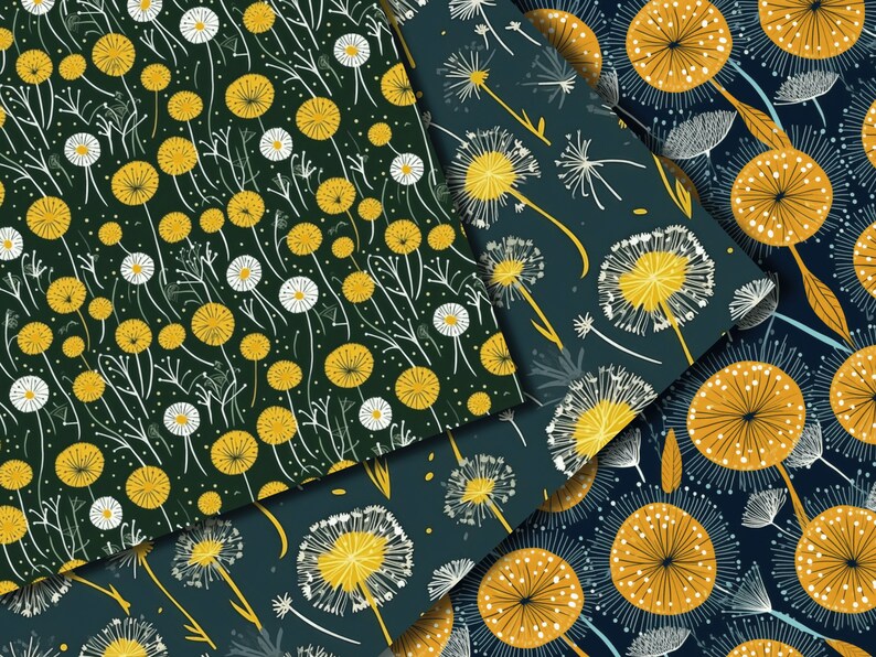 Dandelions Seamless Digital Paper Digital Paper Floral - Etsy