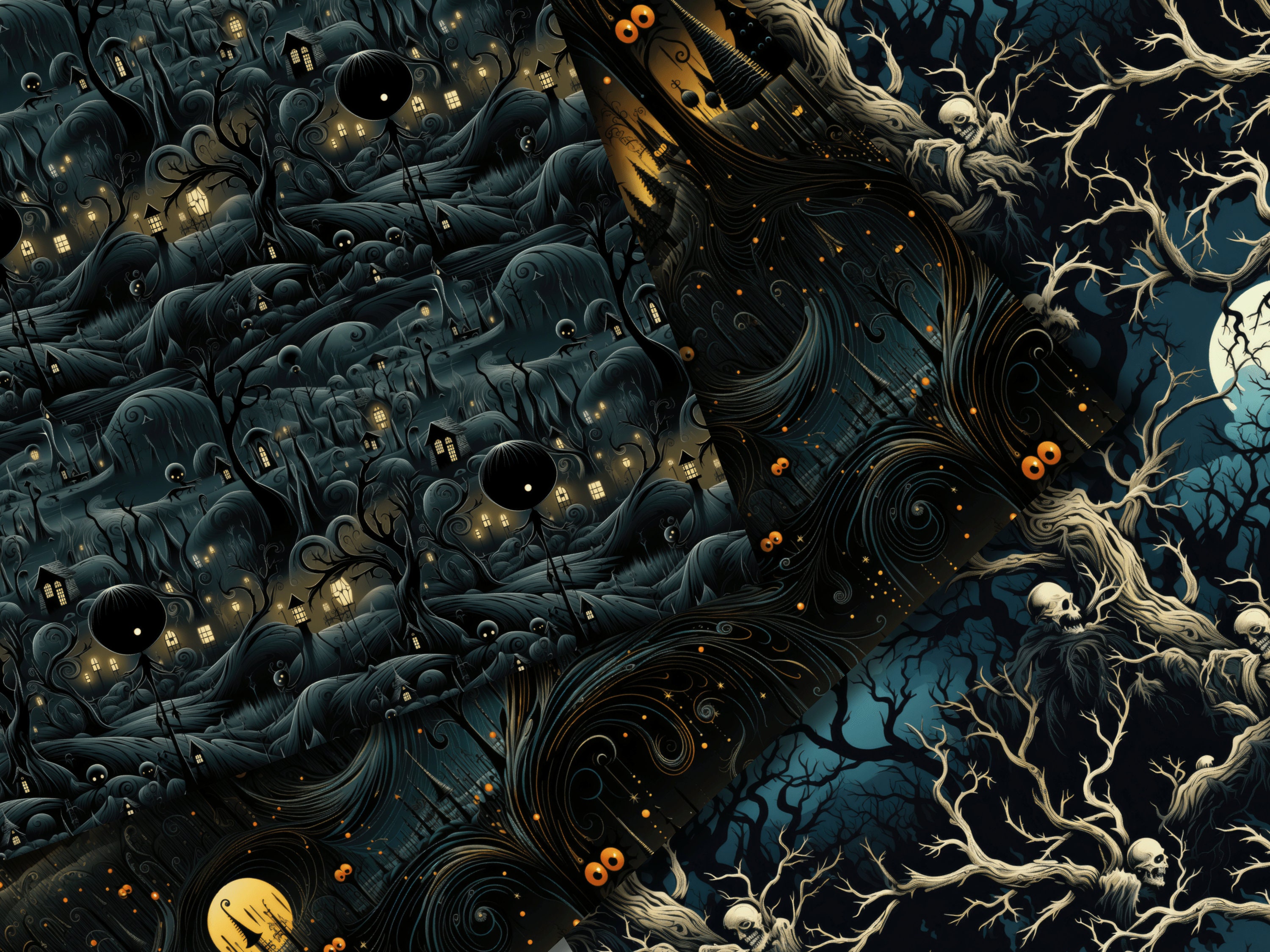 Horror Halloween Pattern SEAMLESS Digital Papers, Printable Paper ...