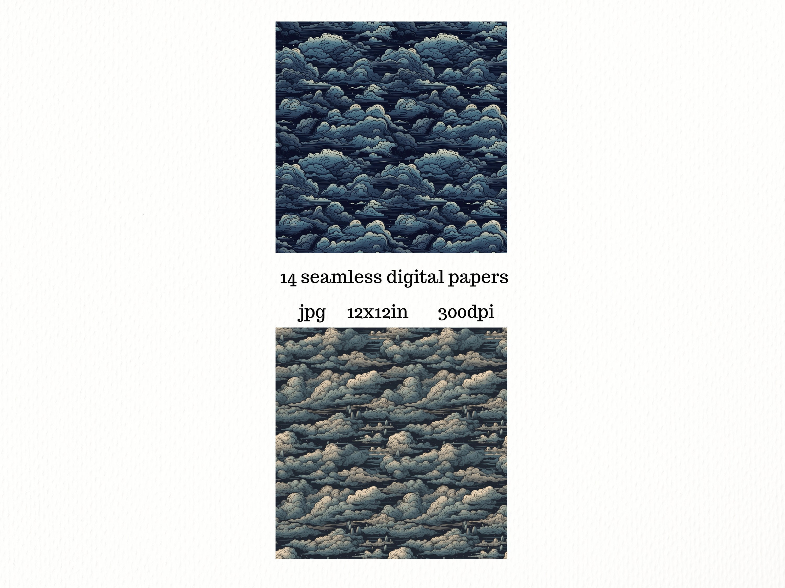 Cloudy Sky Seamless Digital Papers - Printable Paper - Digital Paper ...