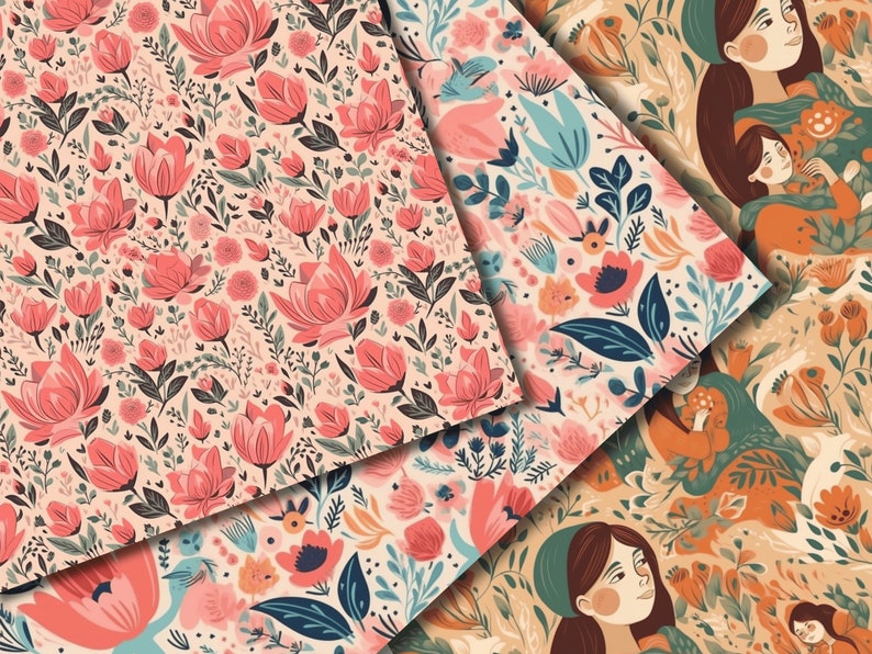 Happy Mother's Day Seamless Digital Paper, Floral Seamless Digital ...