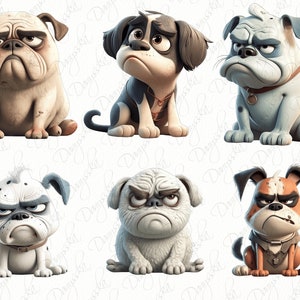 Grumpy Dogs Cartoon Clip Art Cricut - Dogs Clip Art - Grumpy Dogs ...