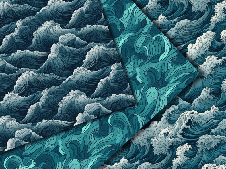 Sea Waves Seamless Digital Paper - Digital Paper - Sea Texture ...