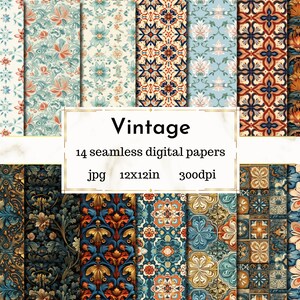 Vintage Seamless Digital Paper - Digital Pattern - Tile Texture ...