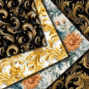 Baroque Seamless Digital Paper - Digital Paper - Flower Texture ...