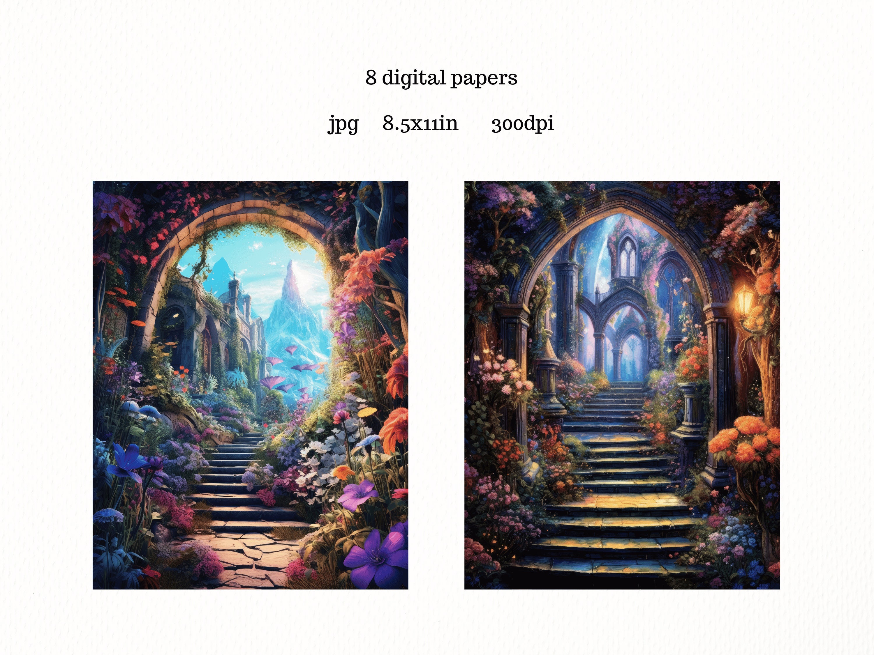 Magic Garden Digital Paper, Journaling Papers, Printable Journaling ...