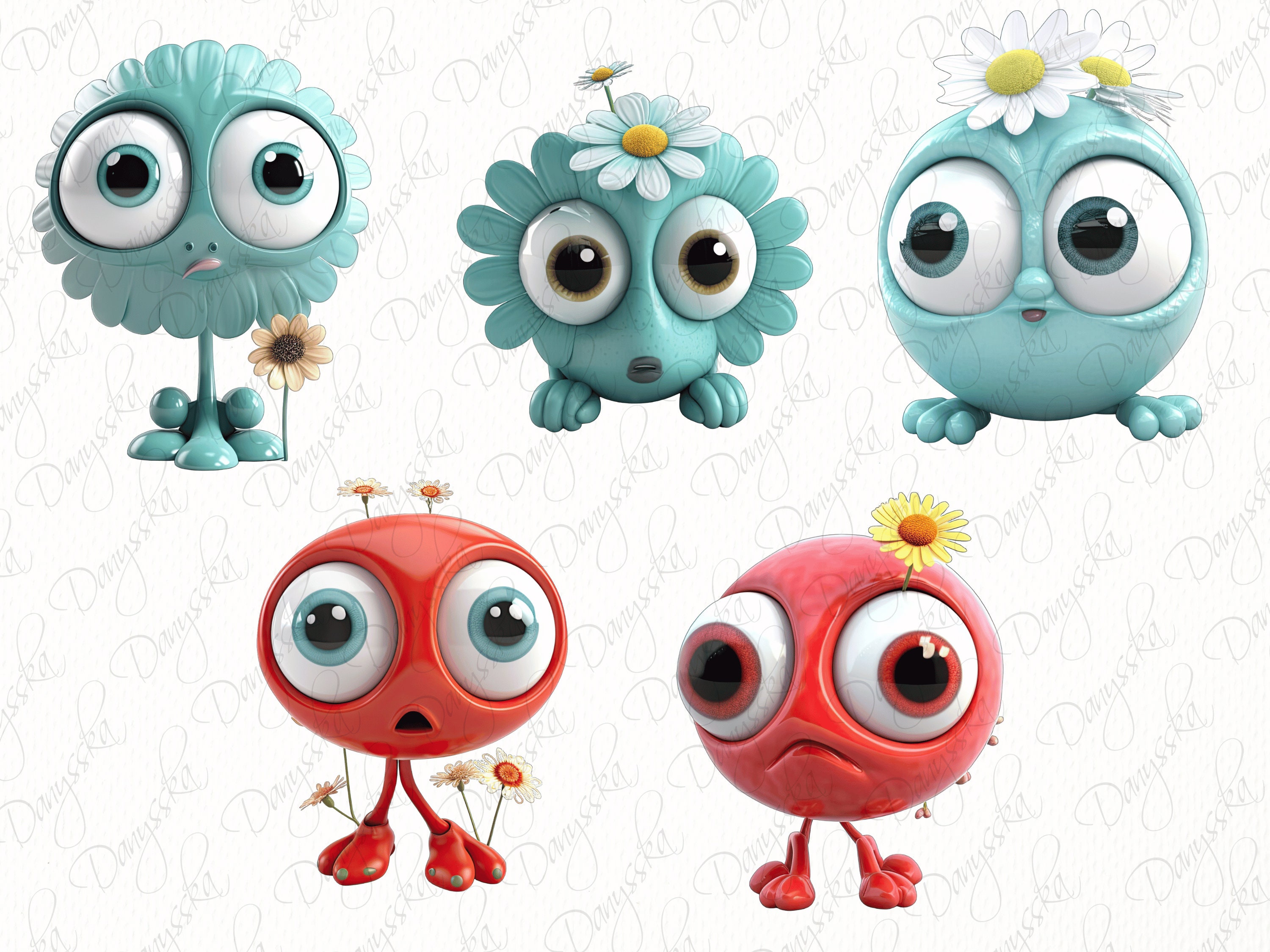 Flower Aliens Clip Art Cricut Cute Alien Clip Art Flower Cartoon ...