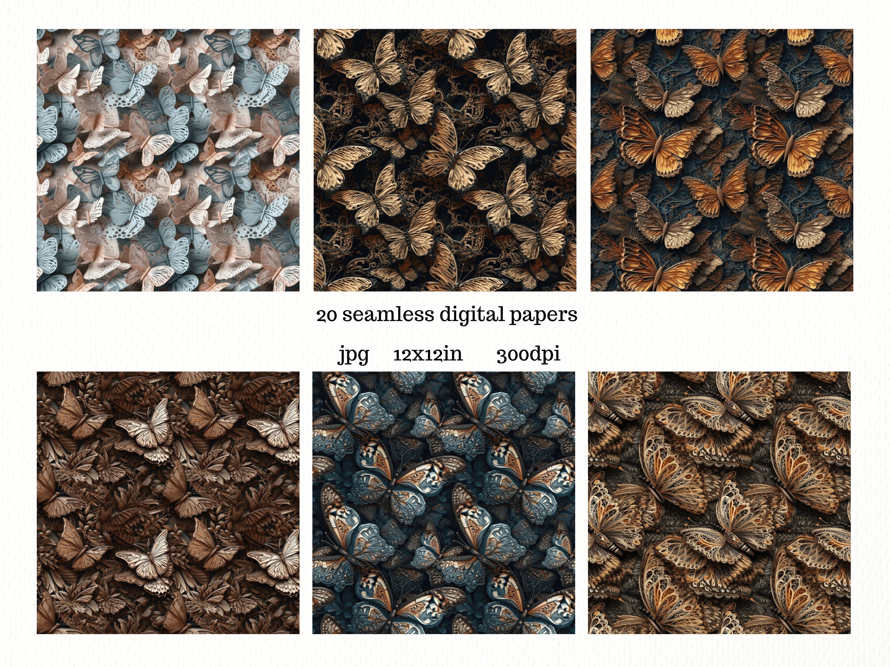 Butterfly Digital Paper Butterflies Paper Digital Paper Butterfly ...