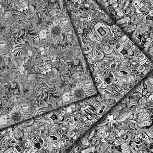 Doodle Black and White Seamless Digital Papers - Printable Paper ...