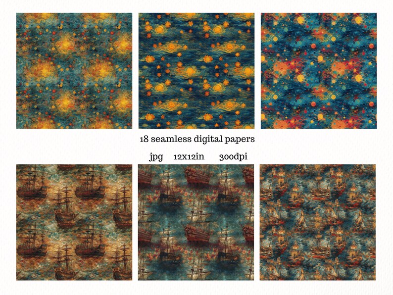 Monet Inspired Pattern Seamless Digital Papers - Printable Paper ...