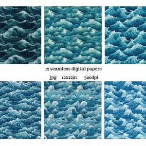 Sea Waves Seamless Digital Paper - Digital Paper - Sea Texture ...