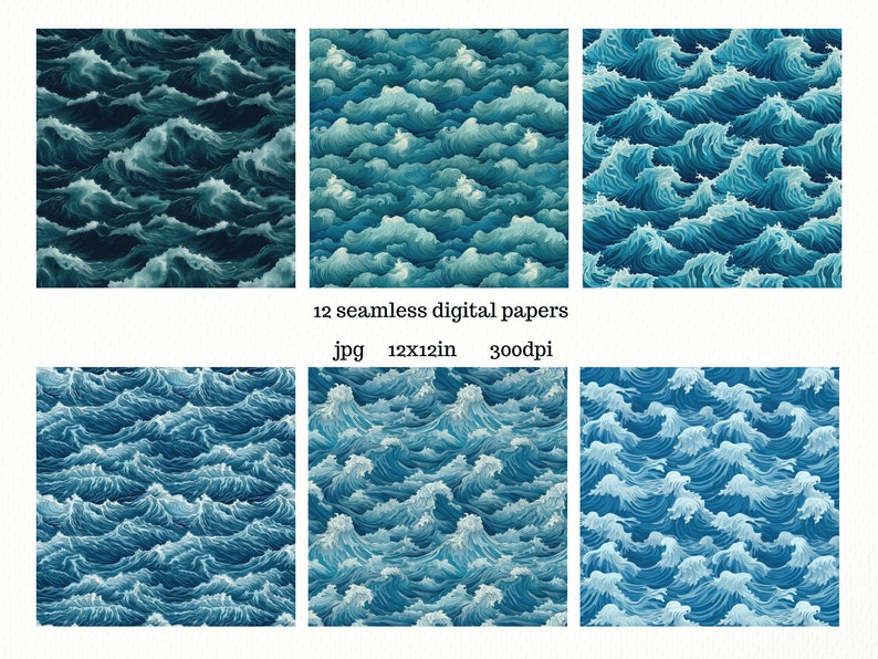Sea Waves Seamless Digital Paper - Digital Paper - Sea Texture ...
