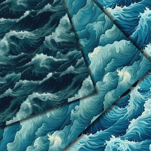Sea Waves Seamless Digital Paper - Digital Paper - Sea Texture ...