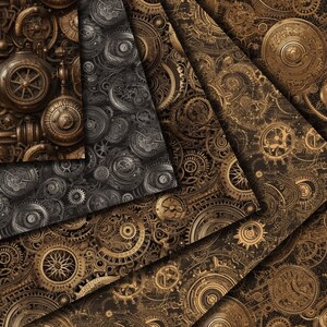Steampunk Seamless Digital Papers - Printable Paper - Digital Paper ...