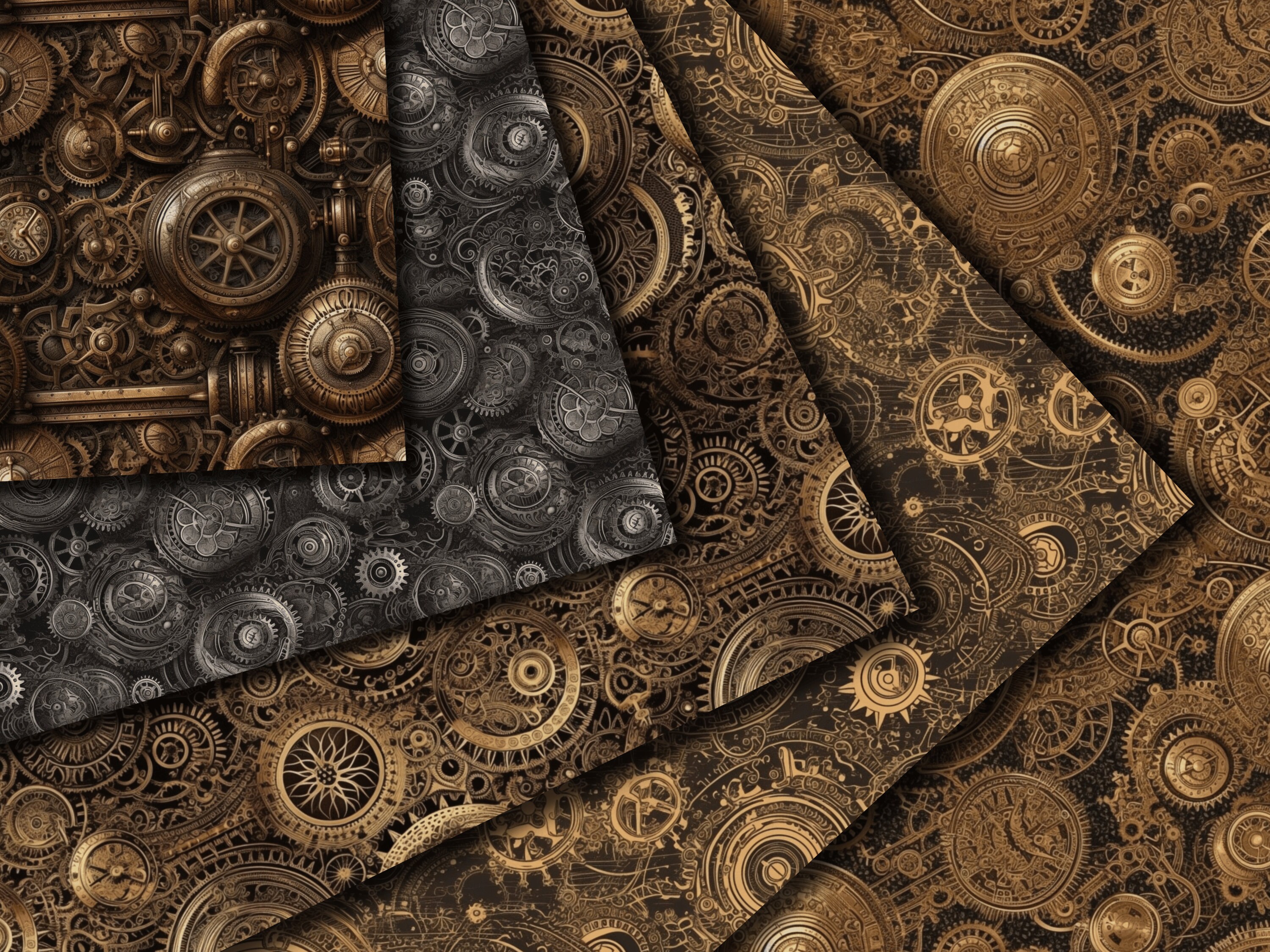 Steampunk Seamless Digital Papers Printable Paper Digital Paper ...