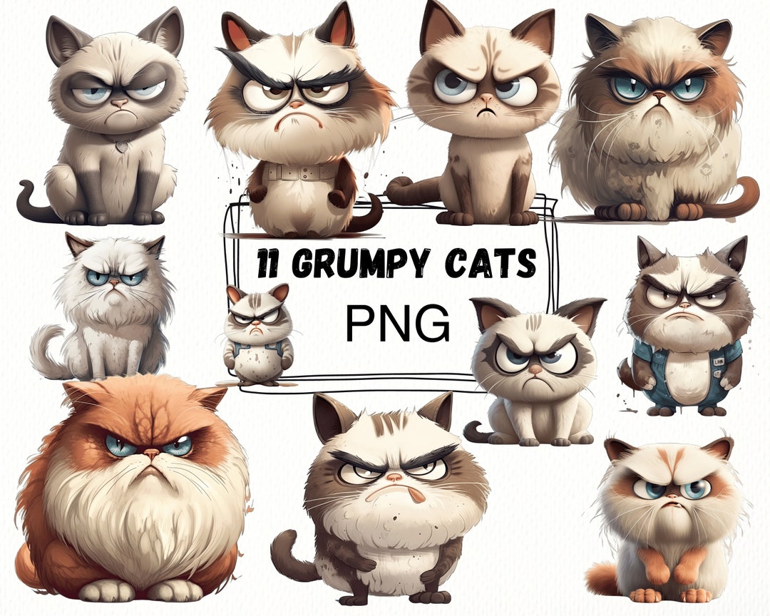 Grumpy Cats Cartoon Clip Art Cricut - Cats Clip Art - Grumpy Cats ...