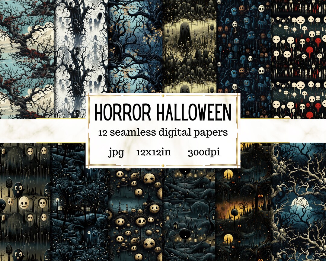 Horror Halloween Pattern SEAMLESS Digital Papers, Printable Paper ...