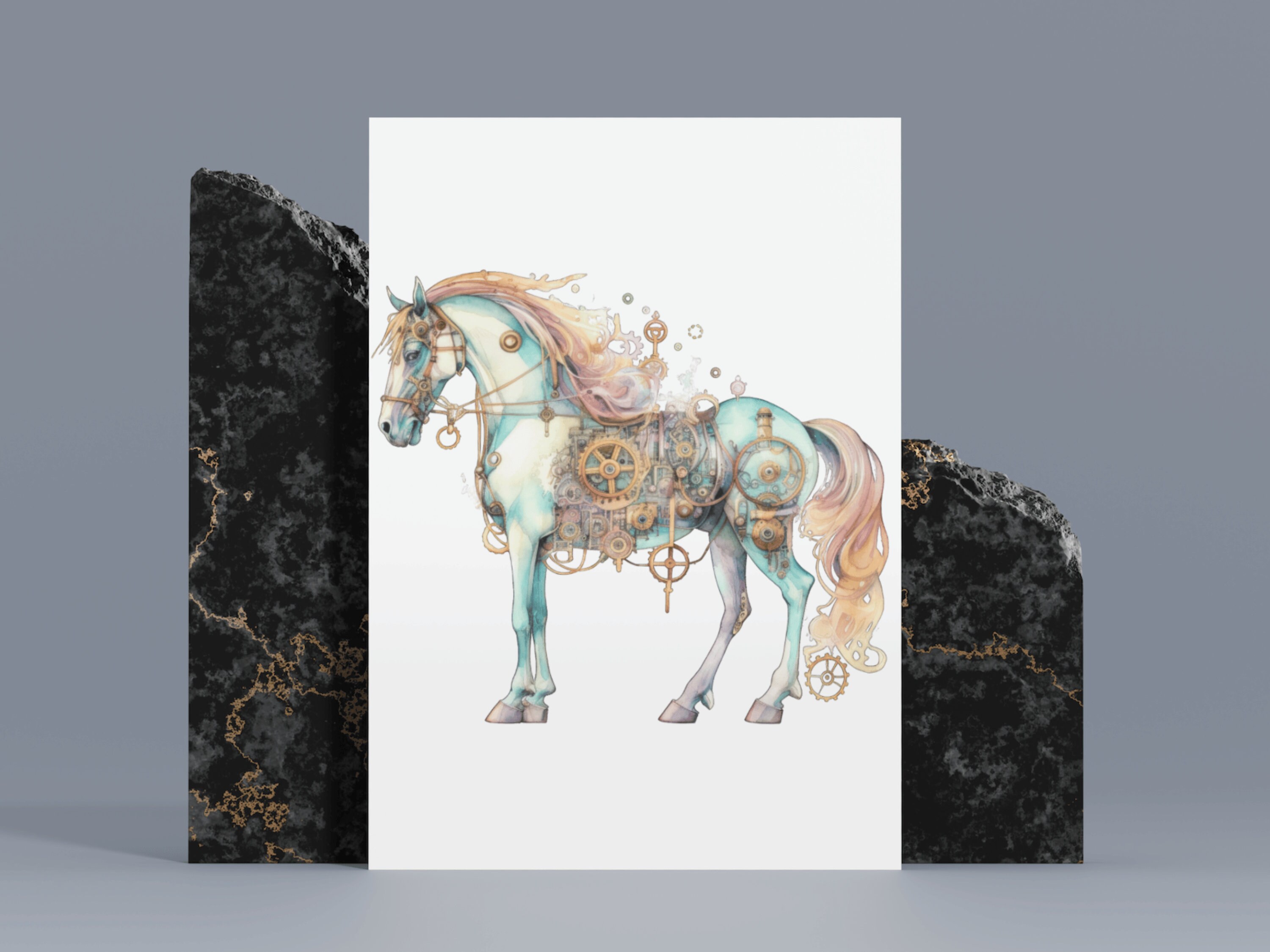 Pastel Steampunk Watercolor Clipart, Printable Victorian Era Art Print ...