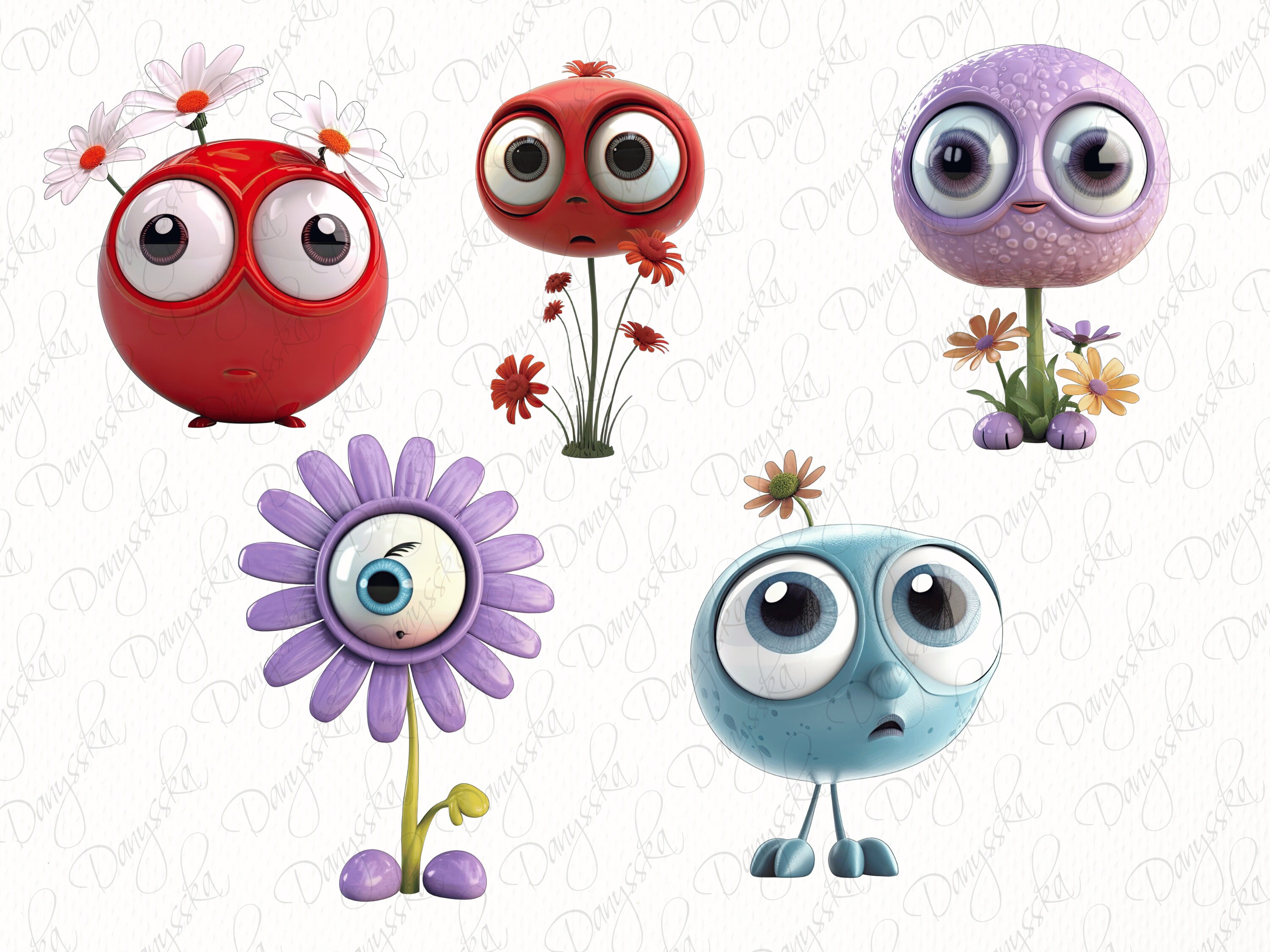 Flower Aliens Clip Art Cricut Cute Alien Clip Art Flower Cartoon ...