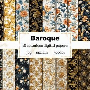 Baroque Seamless Digital Paper - Digital Paper - Flower Texture ...