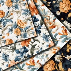 Baroque Seamless Digital Paper - Digital Paper - Flower Texture ...