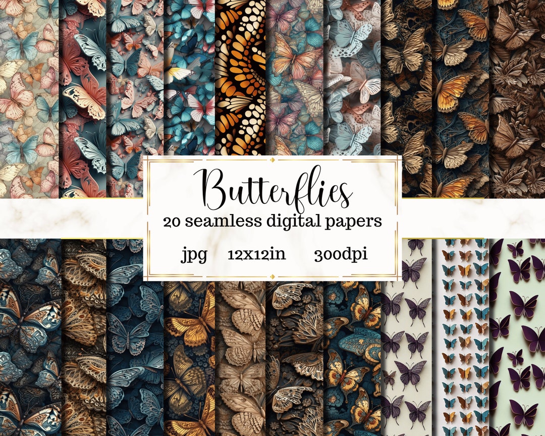 Butterfly Digital Paper Butterflies Paper - Digital Paper - Butterfly ...
