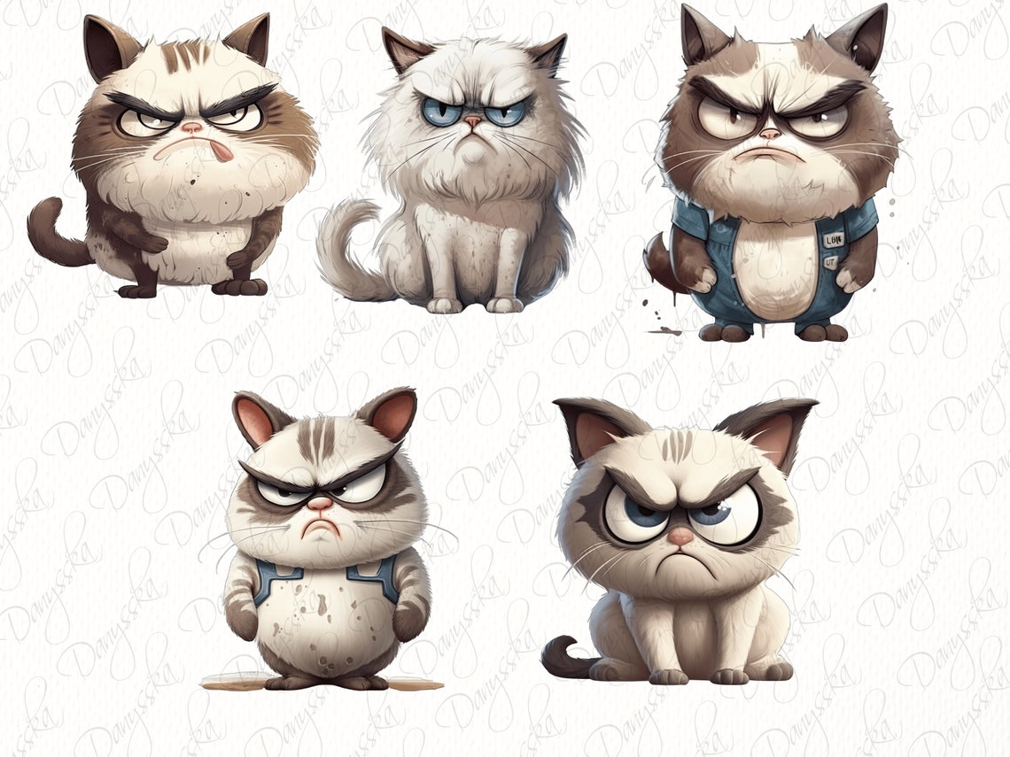 Grumpy Cats Cartoon Clip Art Cricut Cats Clip Art Grumpy Cats Clipart ...