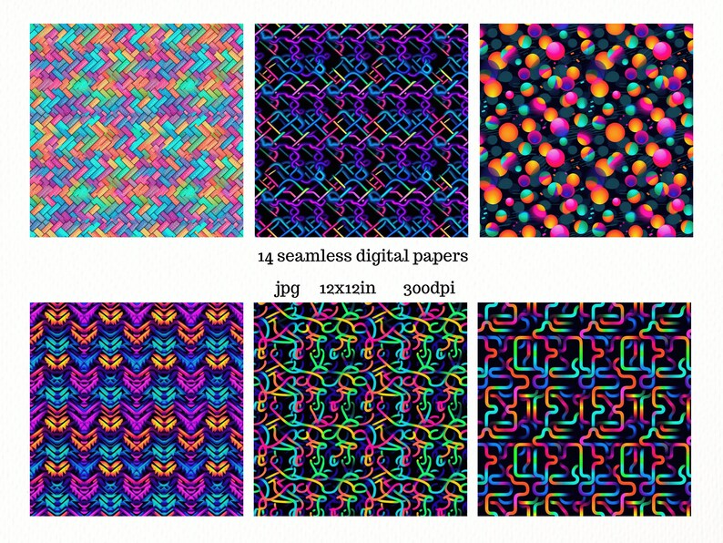 Neon Seamless Digital Paper - Digital Paper - Abstract Texture ...