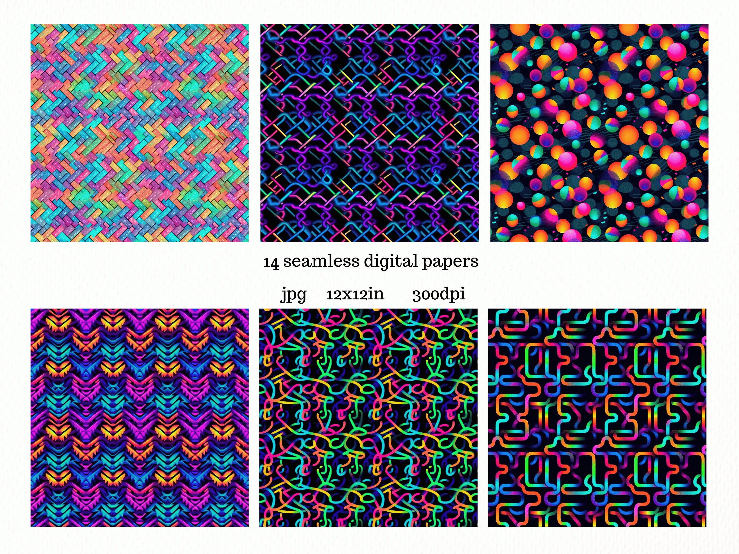 Neon Seamless Digital Paper - Digital Paper - Abstract Texture ...