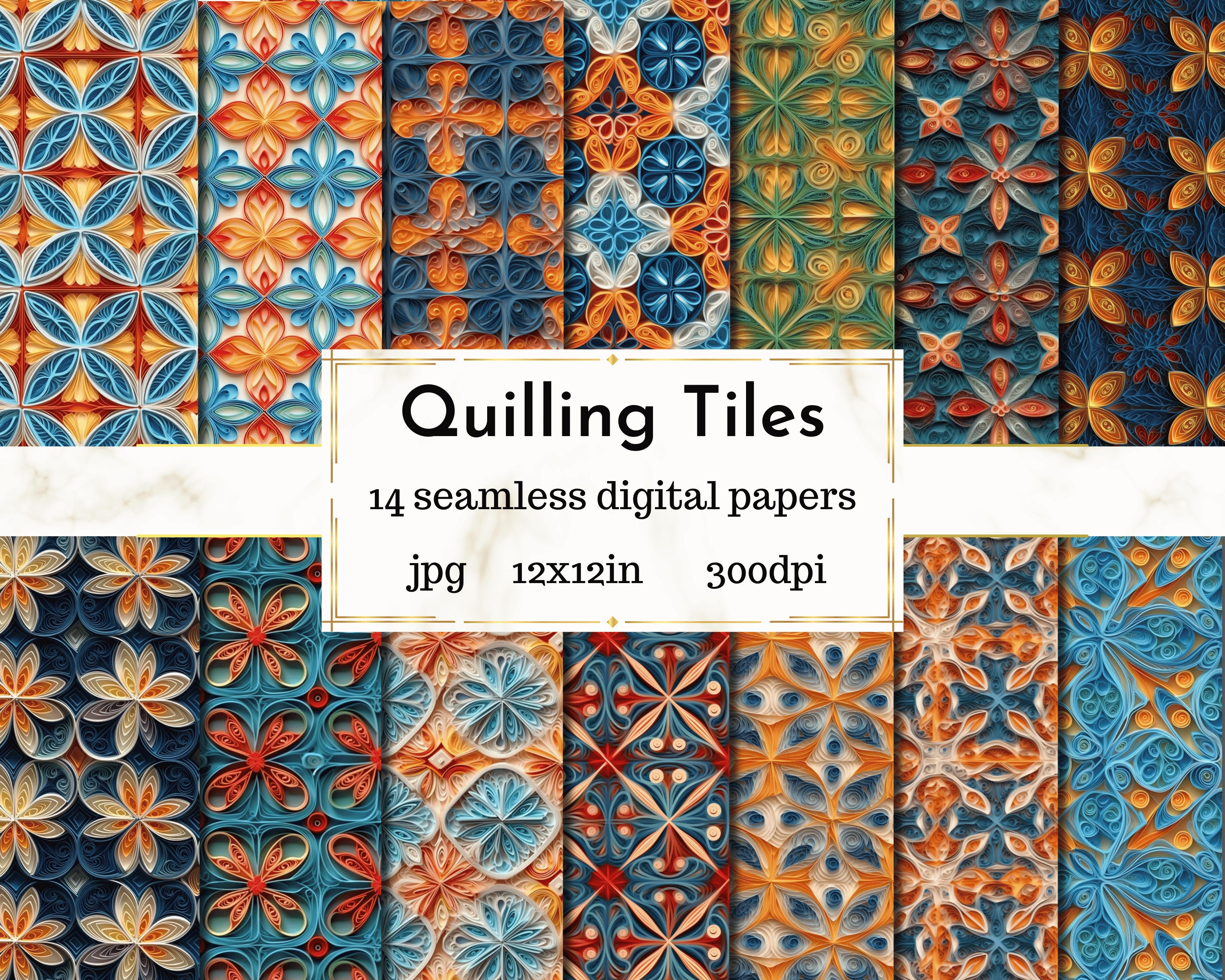 Quilling Tiles Seamless Digital Paper - Digital Paper - Quilling ...