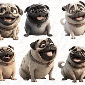 Fat Pug Smiling Happy Cartoon Clip Art - Happy Pug Clip Art - Fat Pug ...