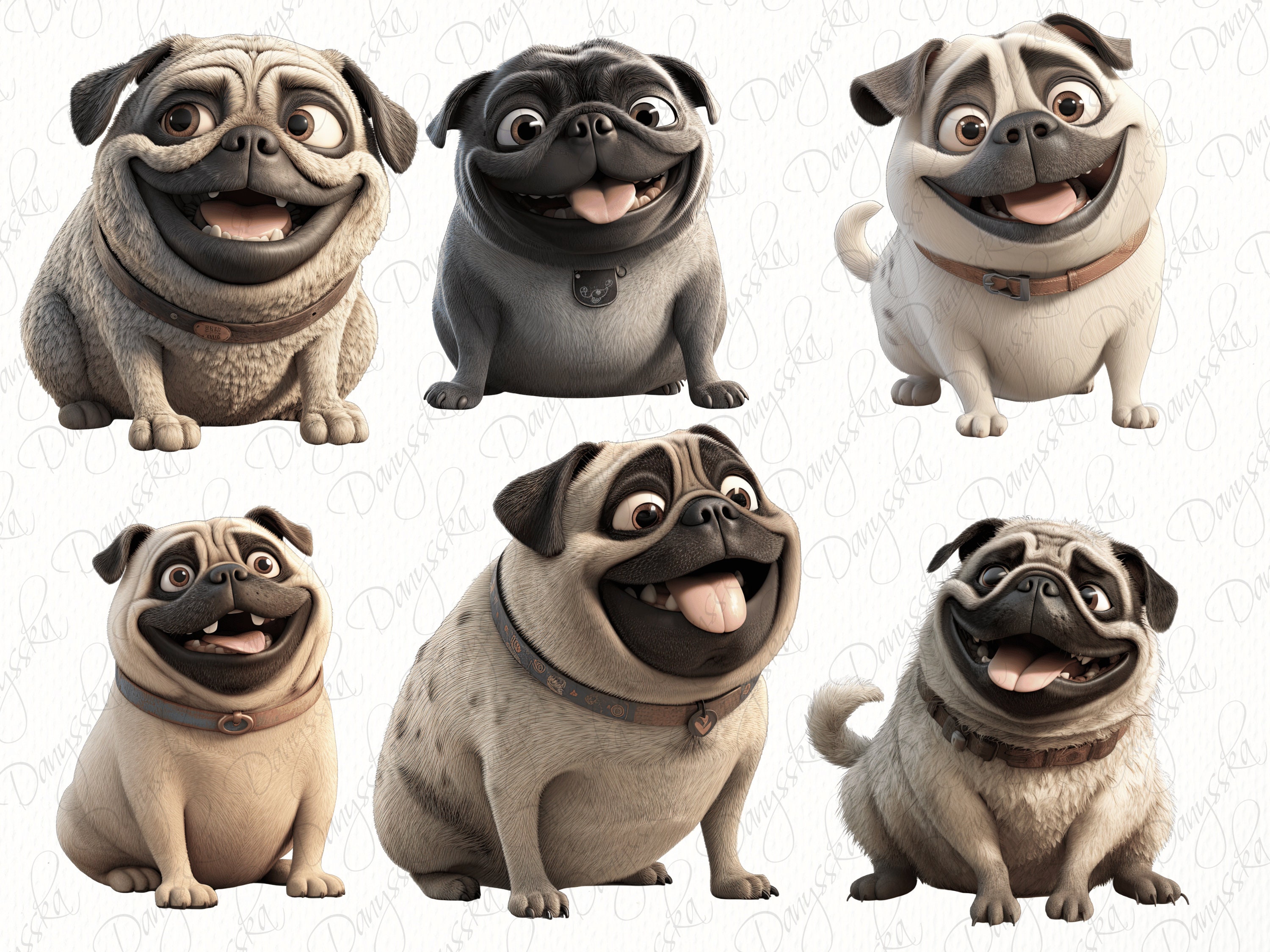 Fat Pug Smiling Happy Cartoon Clip Art - Happy Pug Clip Art - Fat Pug ...