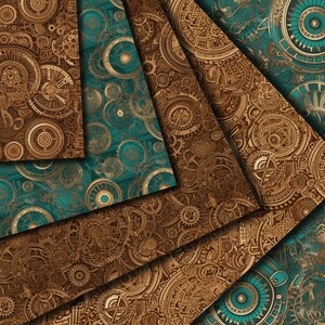 Steampunk Seamless Digital Papers - Printable Paper - Digital Paper ...
