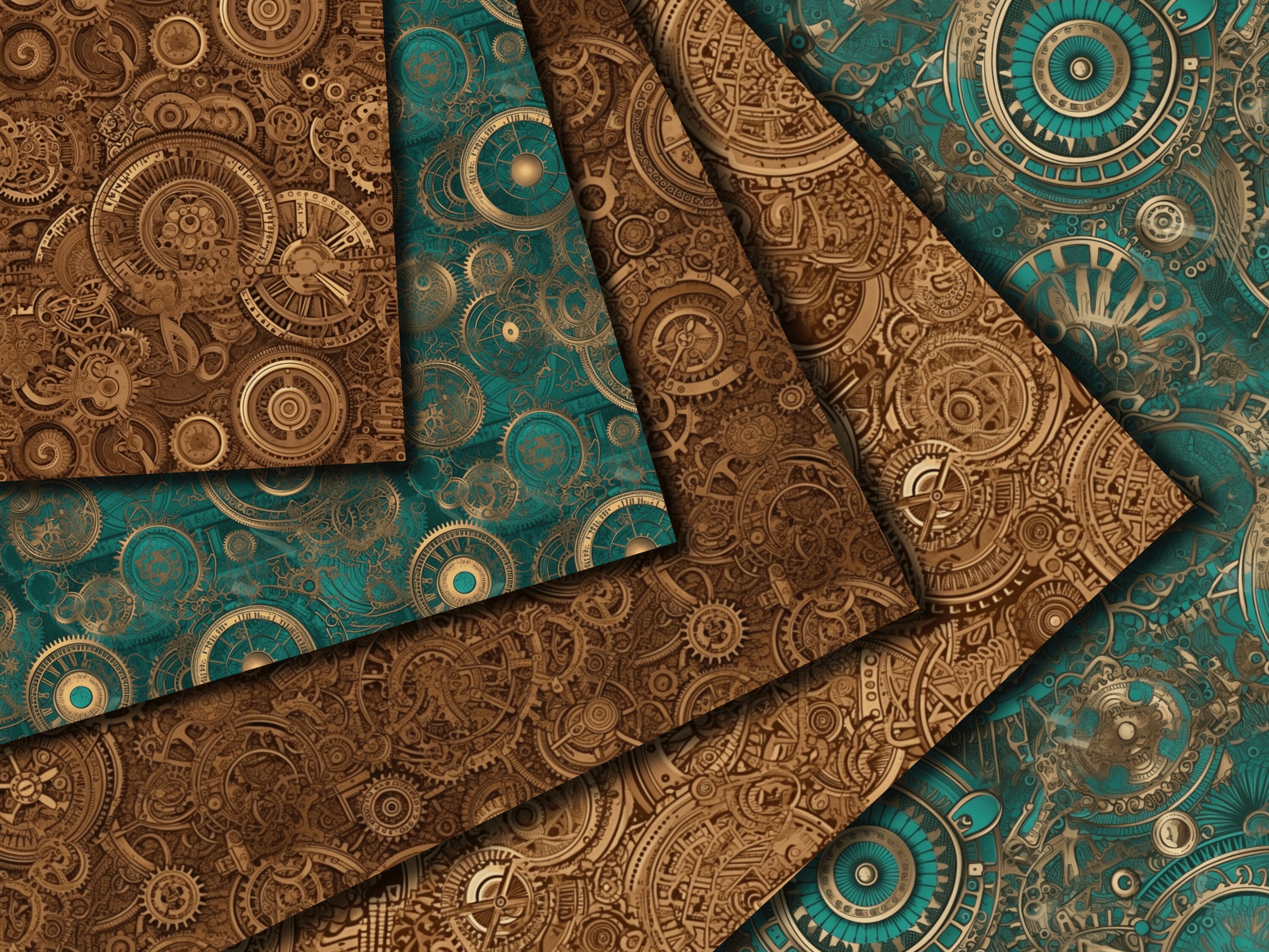 Steampunk Seamless Digital Papers Printable Paper Digital Paper ...