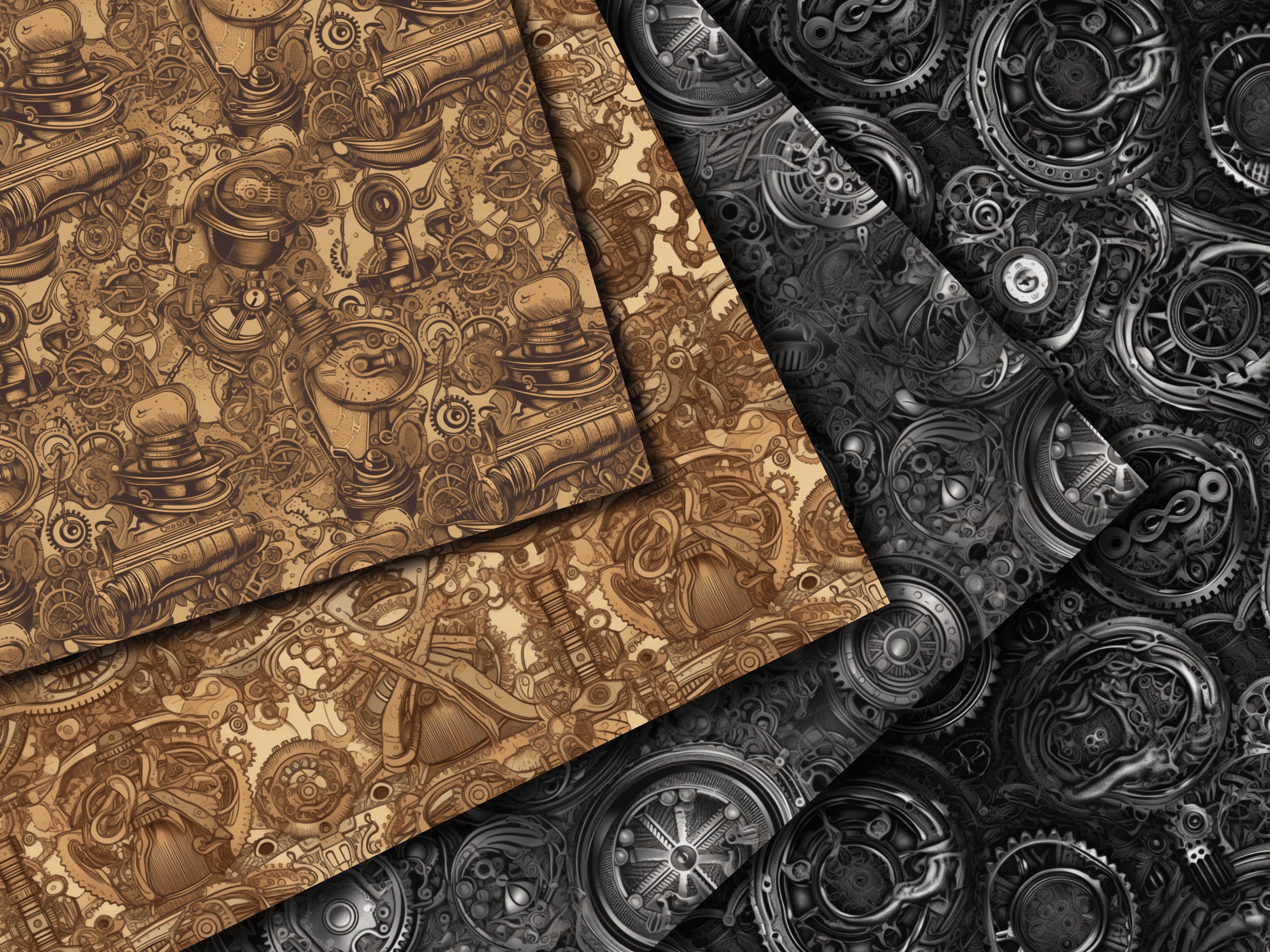 Steampunk Seamless Digital Papers Printable Paper Digital Paper ...