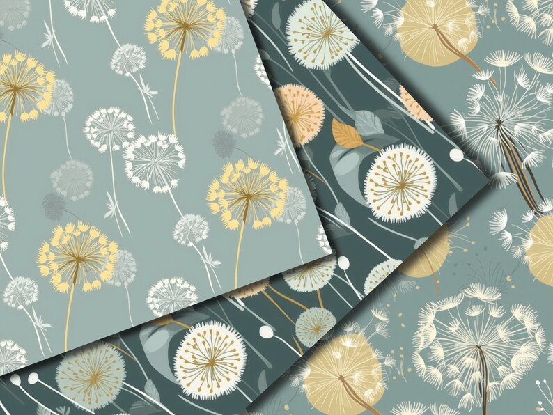 Dandelions Seamless Digital Paper Digital Paper Floral - Etsy