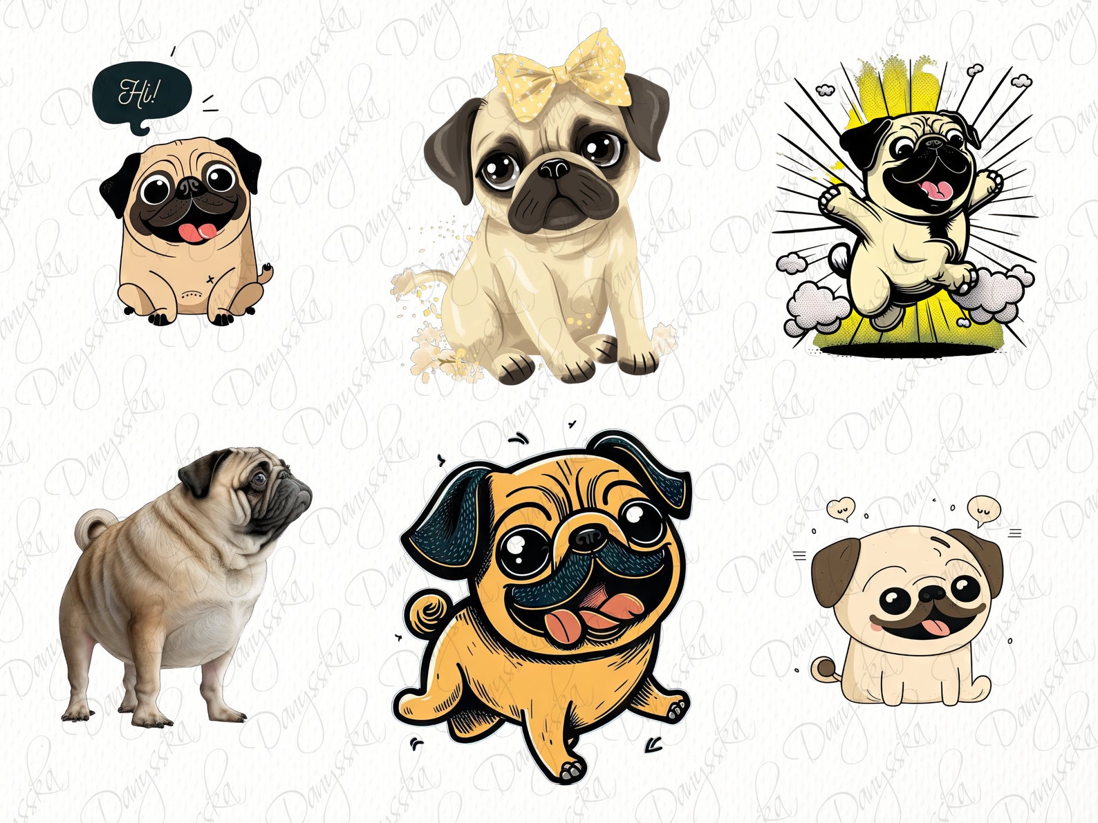 Pug Cartoon Clip Art Cricut - Pug Clip Art - Pug Clipart - Pug Png ...