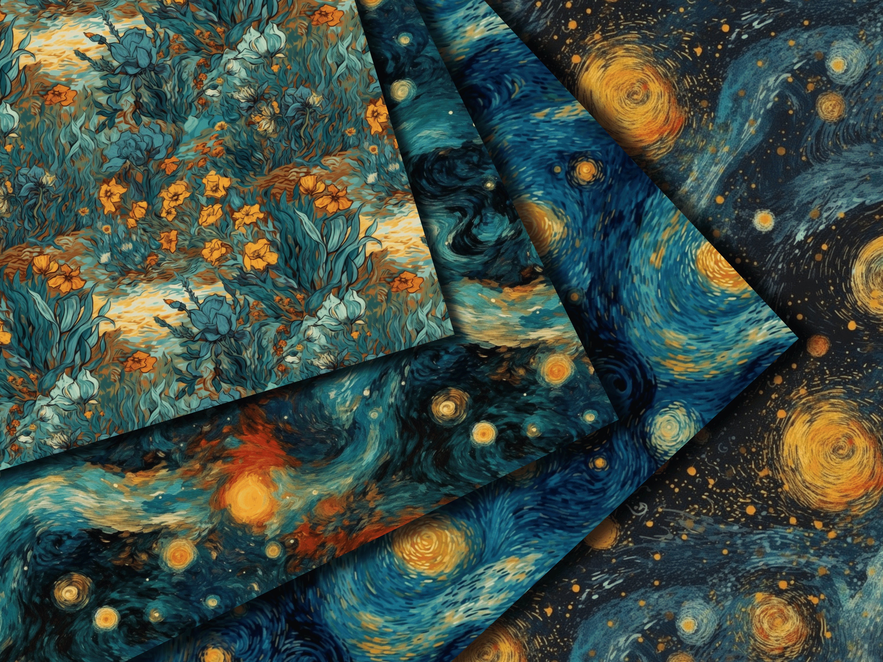Van Gogh Inspired Seamless Digital Papers Printable Paper Digital Paper ...