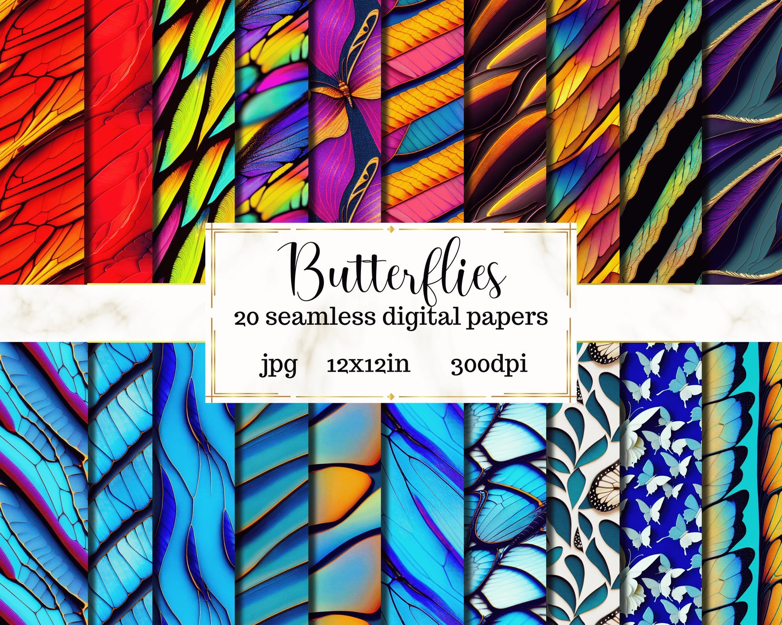 Butterfly Wings Seamless Digital Papers - Printable Paper - Digital ...