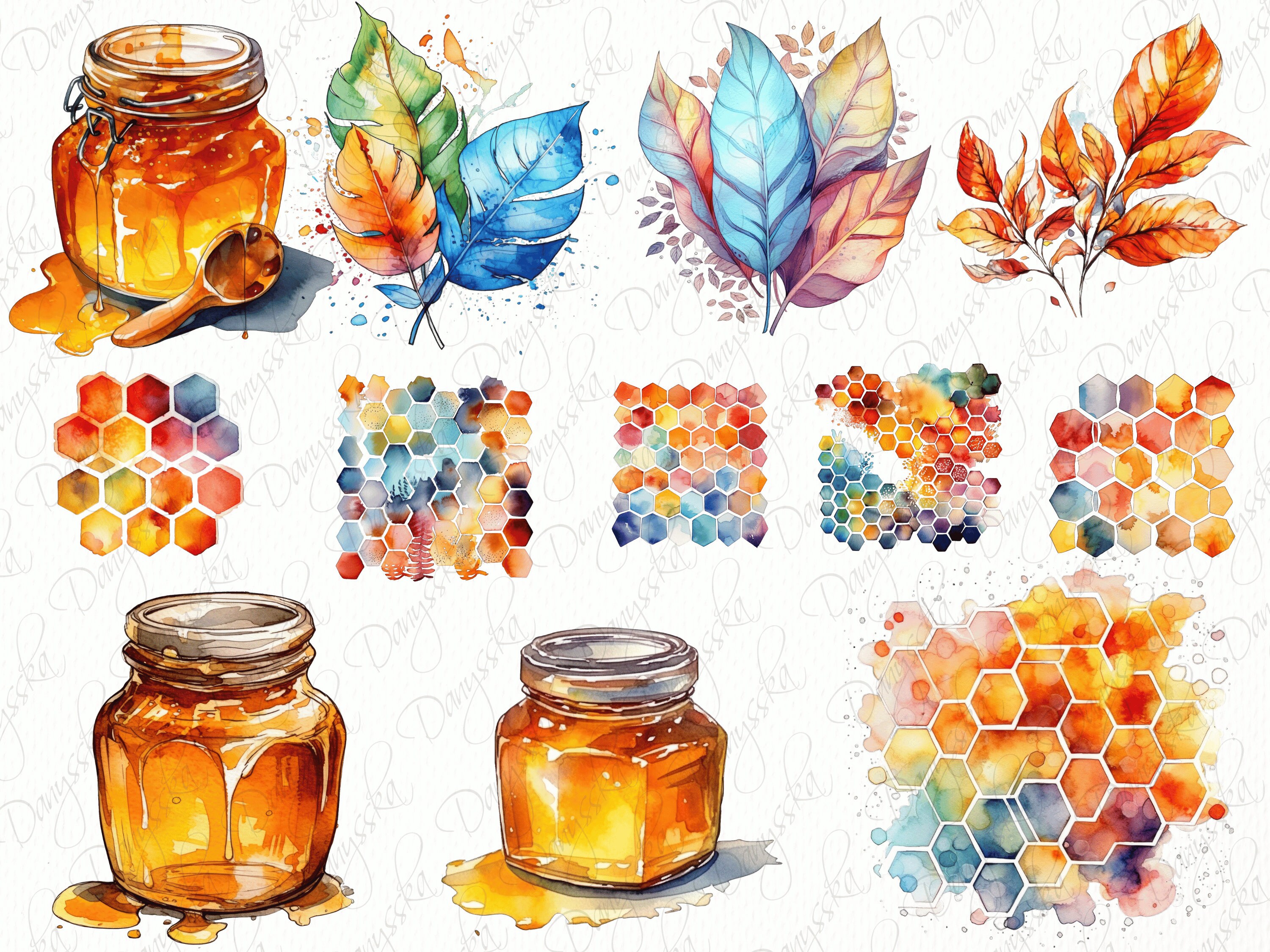 Watercolor Honey Bee Clipart, Bees and Flowers, Watercolor Bee ...