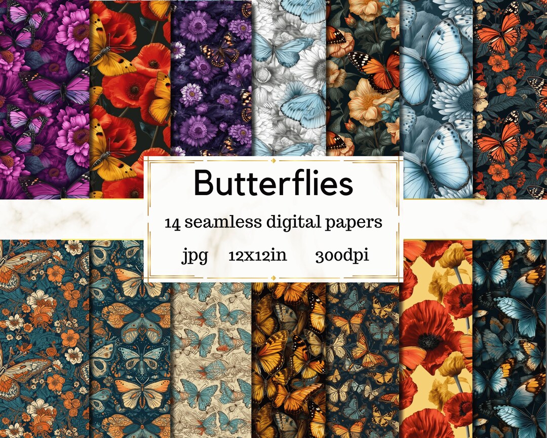 Butterfly Digital Paper Butterflies Paper - Digital Paper - Butterfly ...