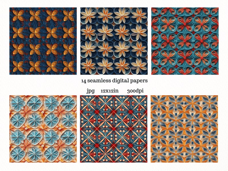 Quilling Tiles Seamless Digital Paper - Digital Paper - Quilling ...