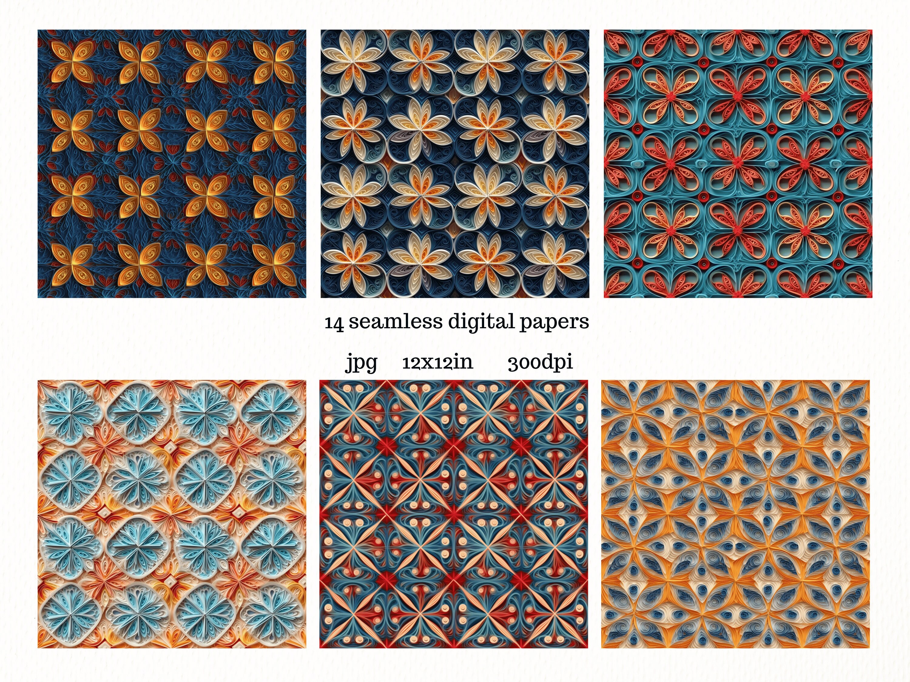 Quilling Tiles Seamless Digital Paper - Digital Paper - Quilling ...