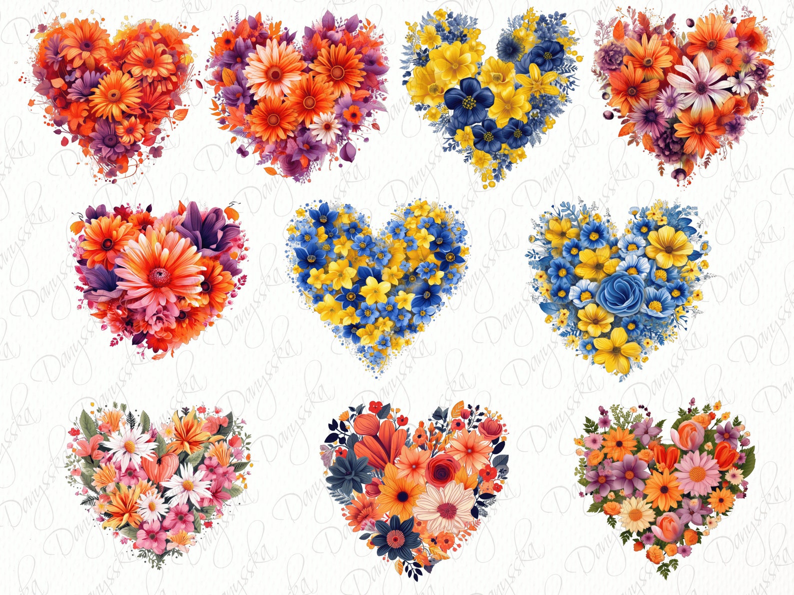 Floral Heart Clipart, Transparent PNG, Commercial Use, Valentines Day ...