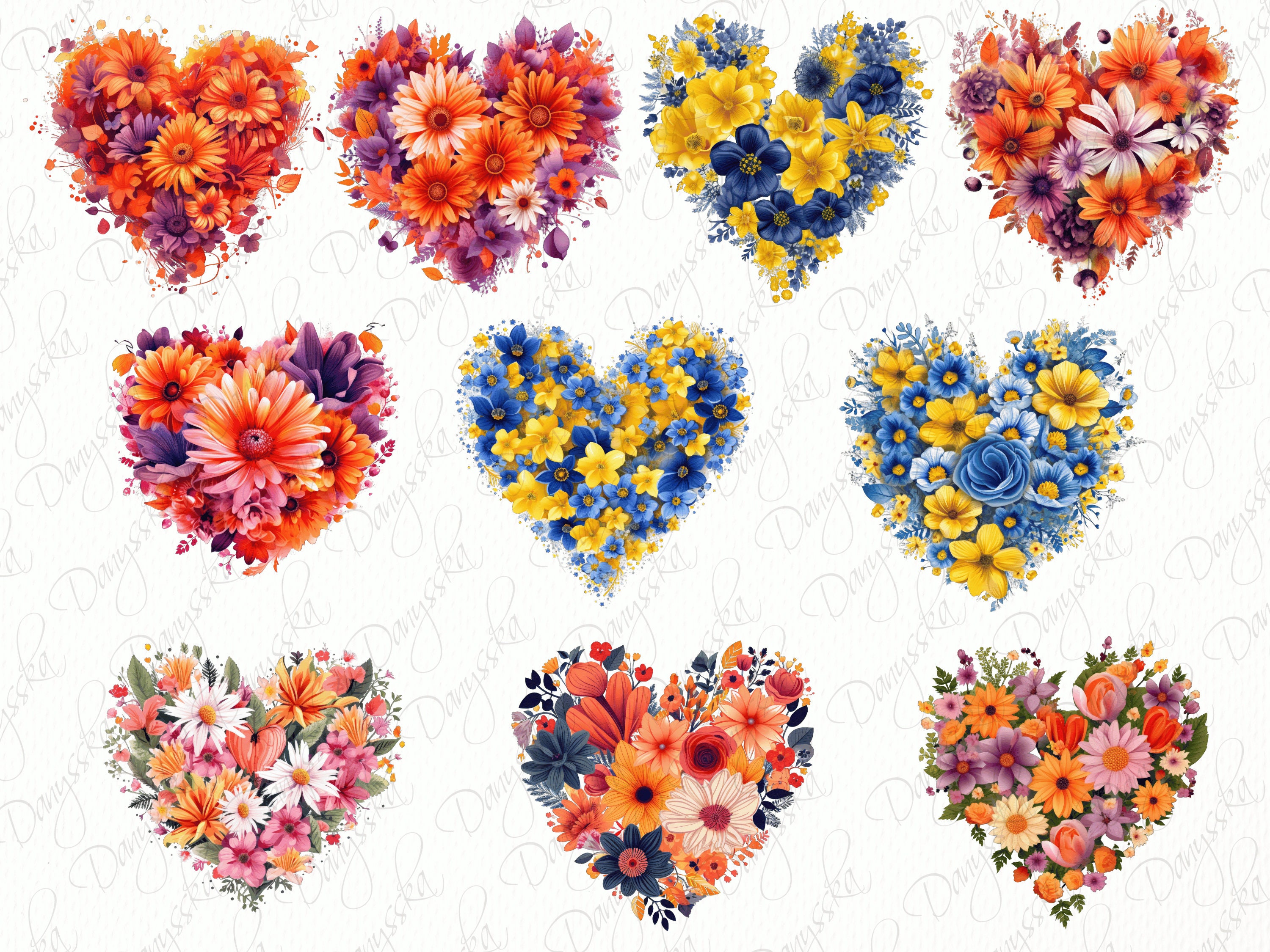 Floral Heart Clipart, Transparent PNG, Commercial Use, Valentines Day ...