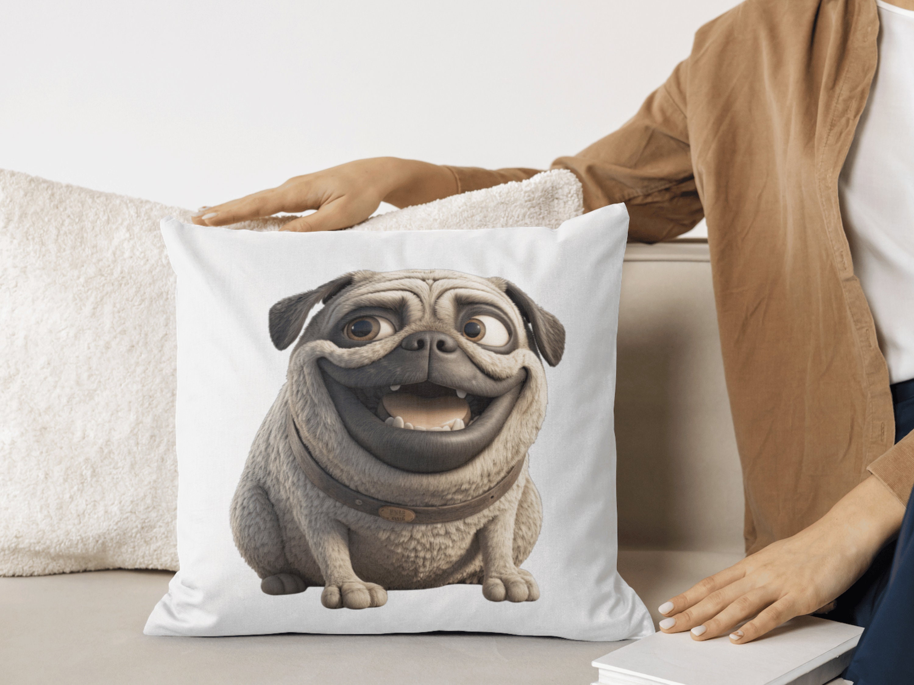 Fat Pug Smiling Happy Cartoon Clip Art - Happy Pug Clip Art - Fat Pug ...