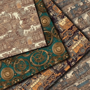 Steampunk Seamless Digital Papers - Printable Paper - Digital Paper ...